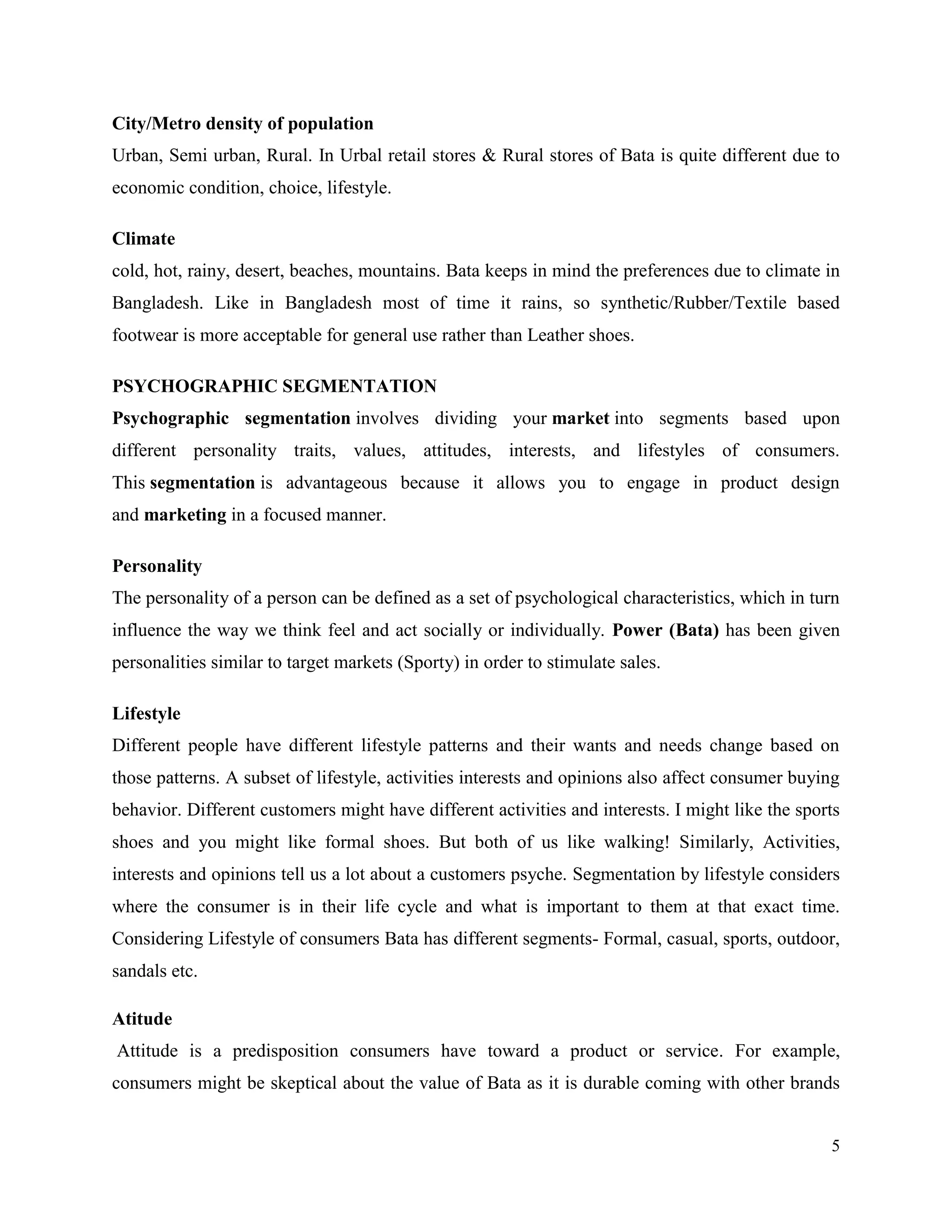 Market segmentation of Bata Shoe Company Ltd. | PDF