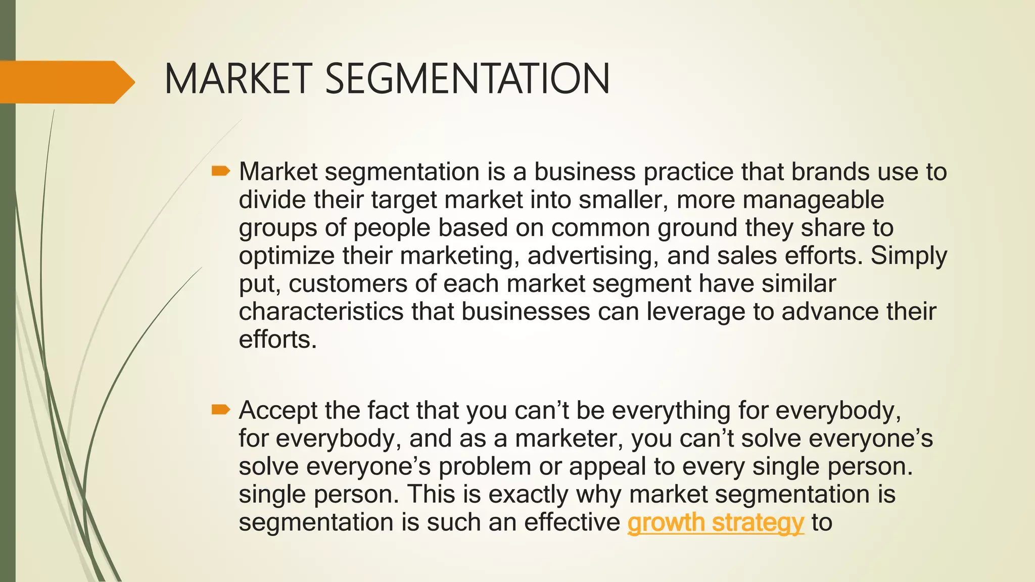 Market segmentation.pptx | Marketing and Advertising | Business