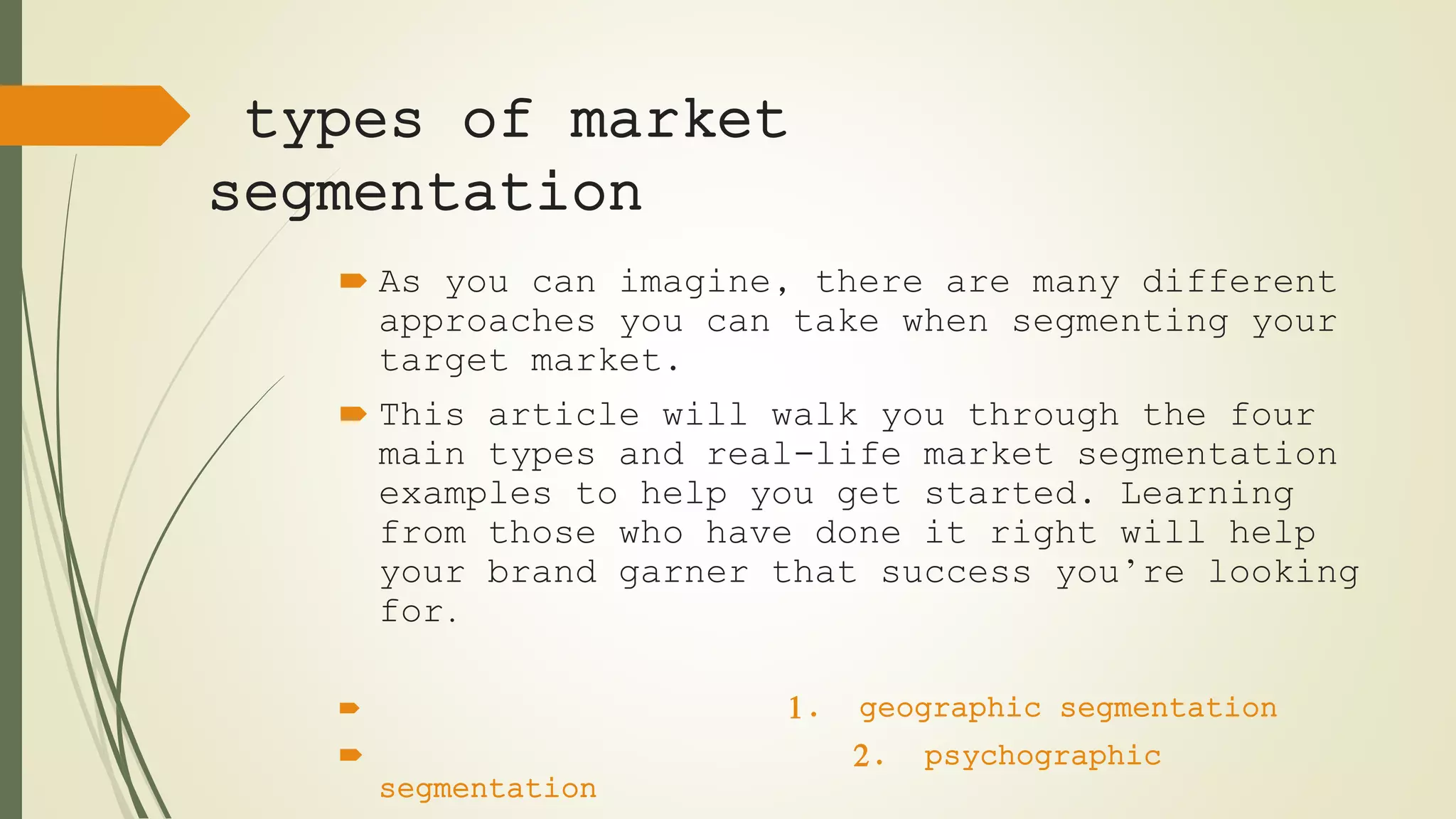 Market segmentation.pptx | Marketing and Advertising | Business