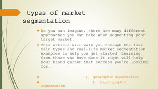Market segmentation.pptx | Marketing and Advertising | Business