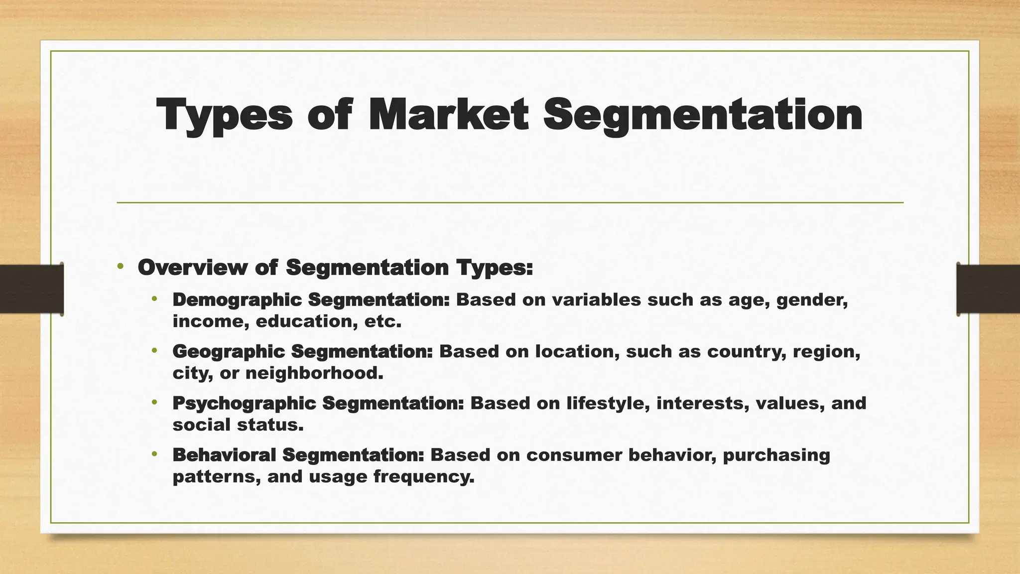 MARKET SEGMENTATION,METHODS,REQUIREMENTS FOR EFFECTIVE MARKET ...