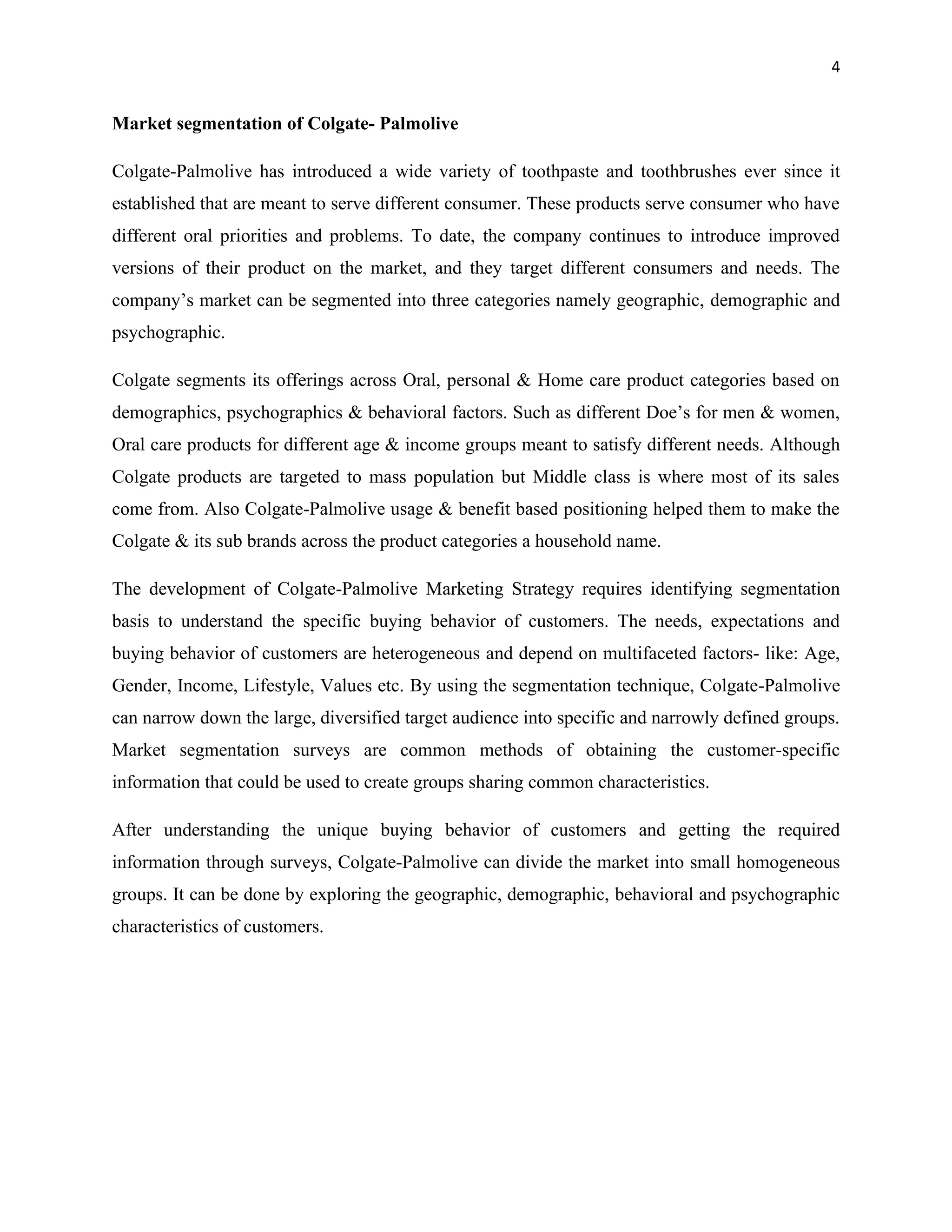 Market segmentation of colgate converted | PDF