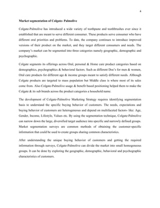Market segmentation of colgate converted | PDF