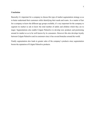 Market segmentation of colgate converted | PDF