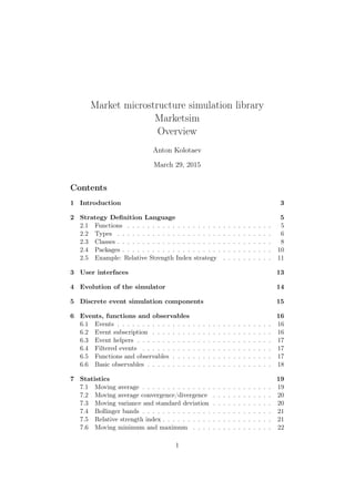 Market microstructure simulator. Overview. | PDF