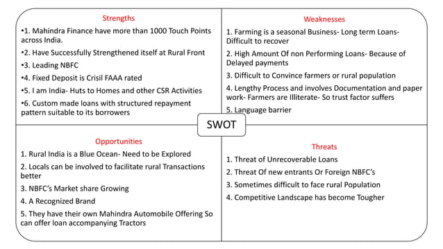 Market strategy on mahindra finance their STP, Swot and 4 p Strategies | PPTX | Agriculture ...
