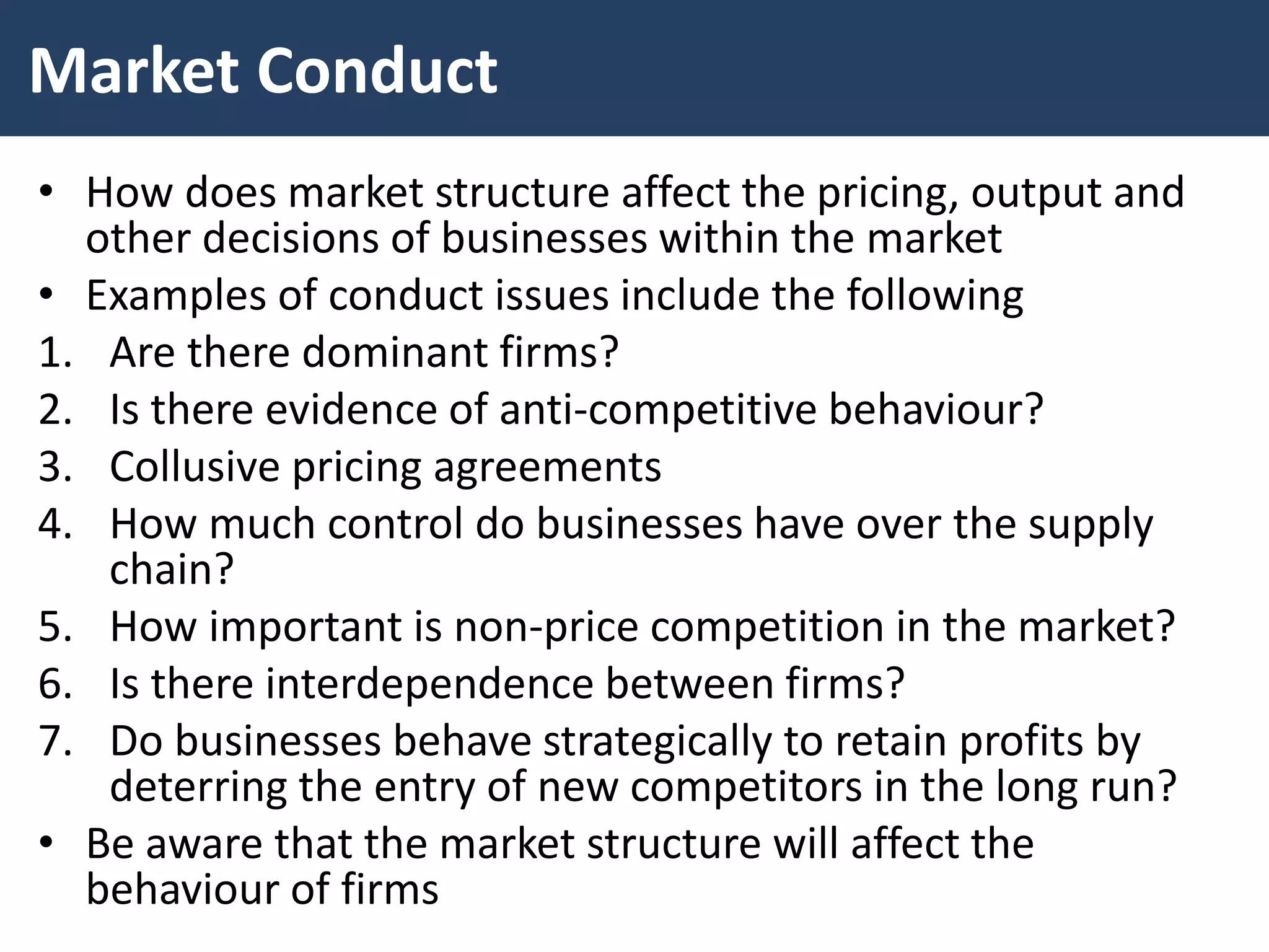 Market Structure, Conduct and Performance | PPTX