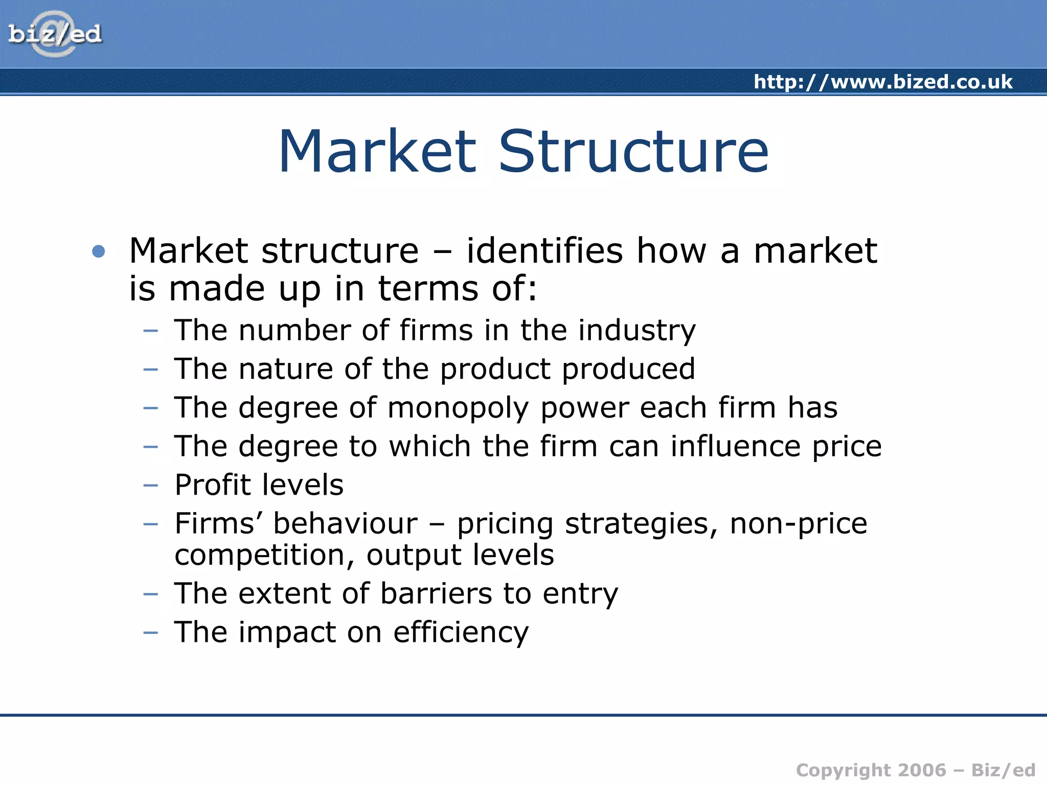 Market Structures - Revision Presentation | PPT