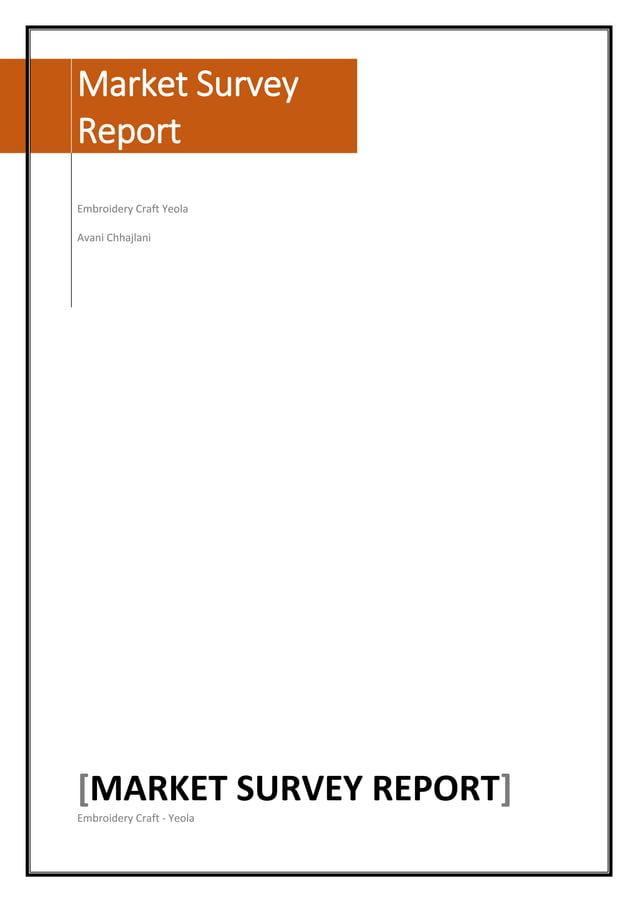 Market survey final report YEOLA | PDF