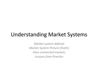 Market Systems Principles | PDF