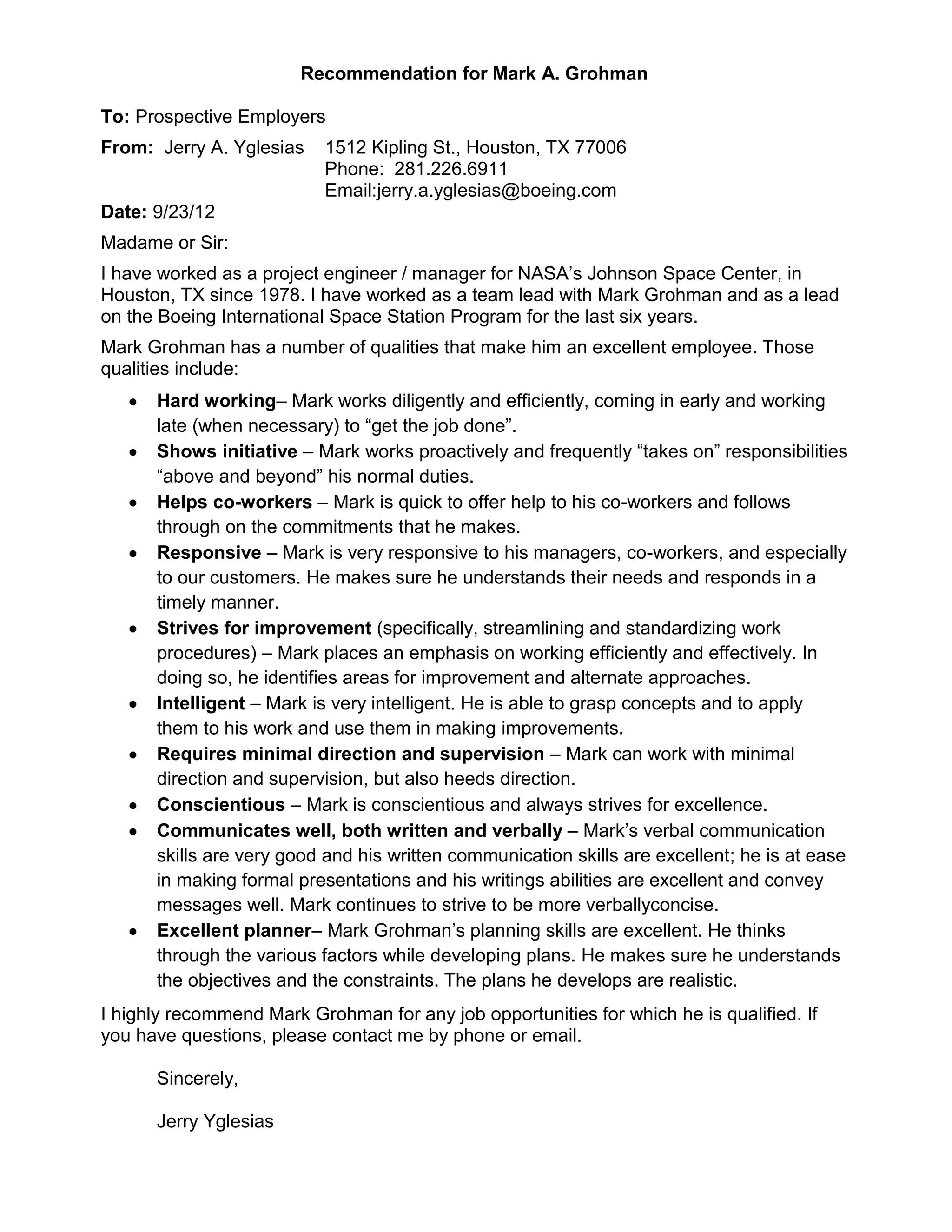 Mark Grohman Resume with Recommendation | DOCX | Logistics | Business