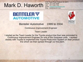 Mark Haworth Resume Ppt 1 30 10 | PPT