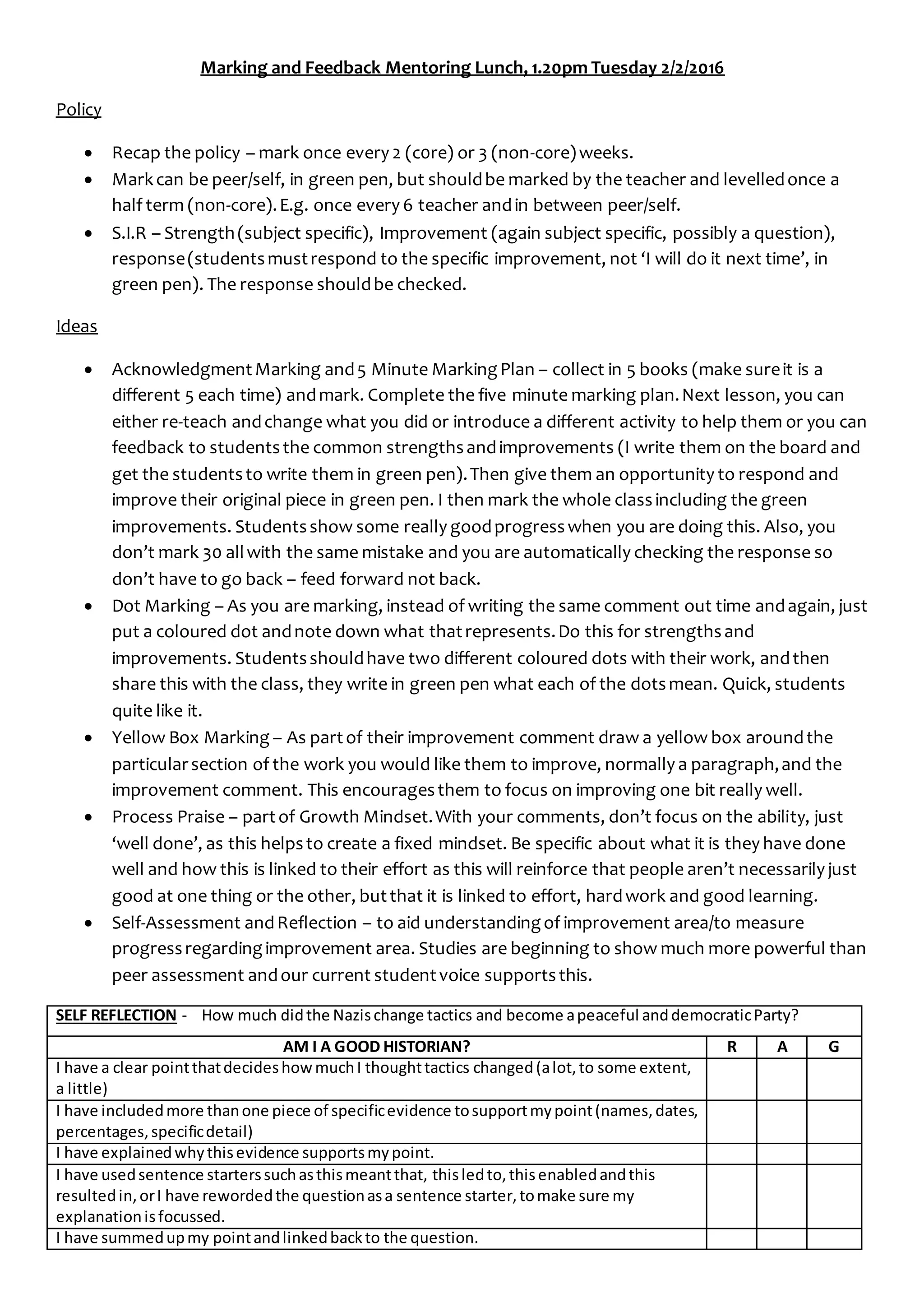 Marking and feedback suggestions | DOCX