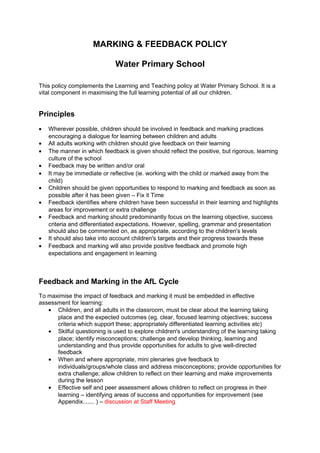 Marking and feedback policy | PDF