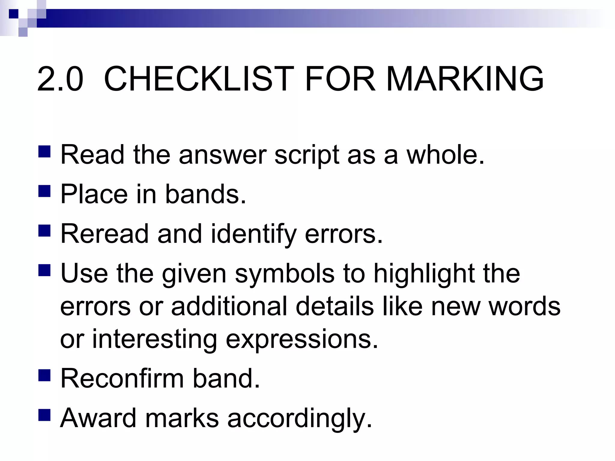 Marking band for upsr paper 2 | PPT