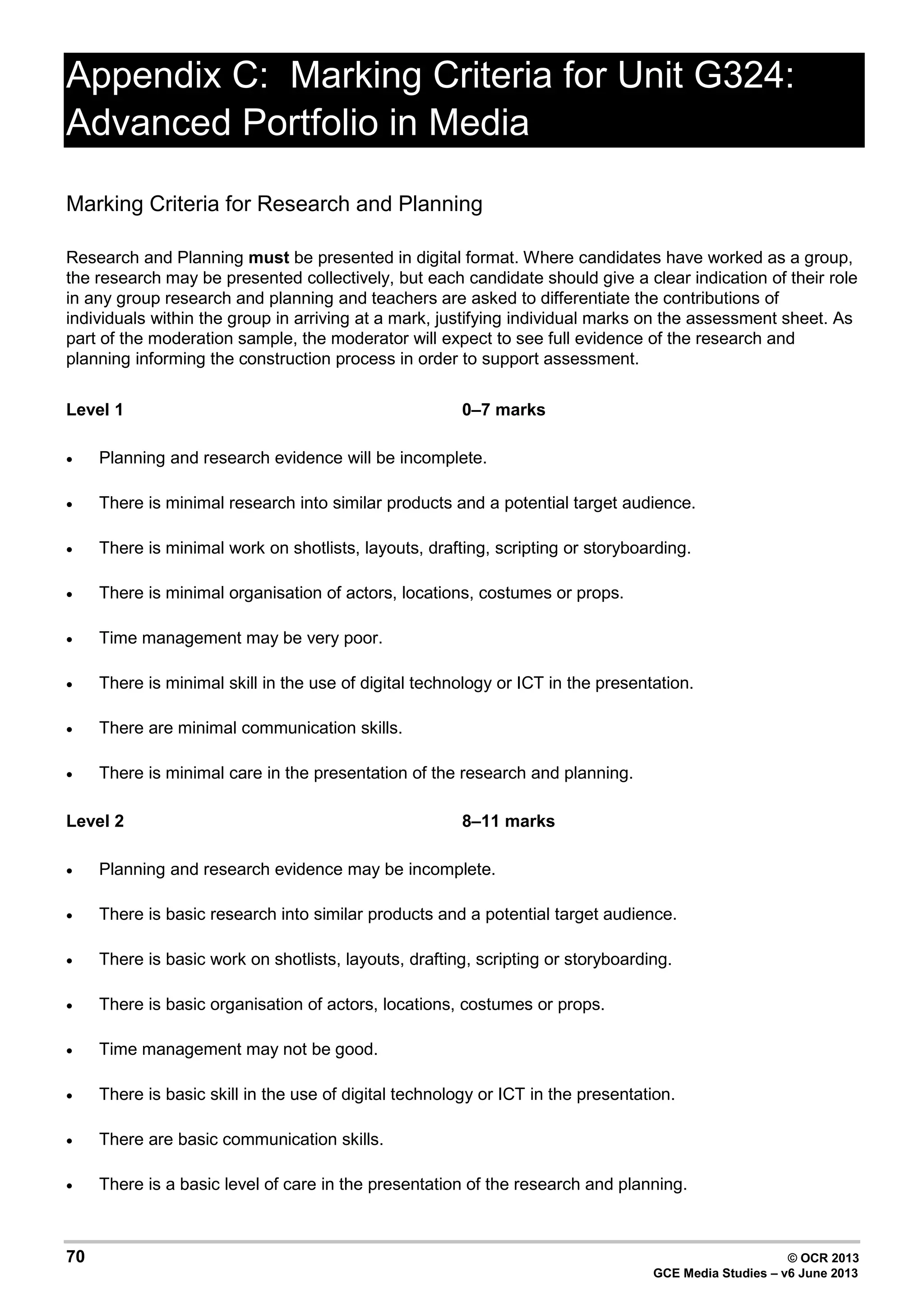 Marking criteria | PDF