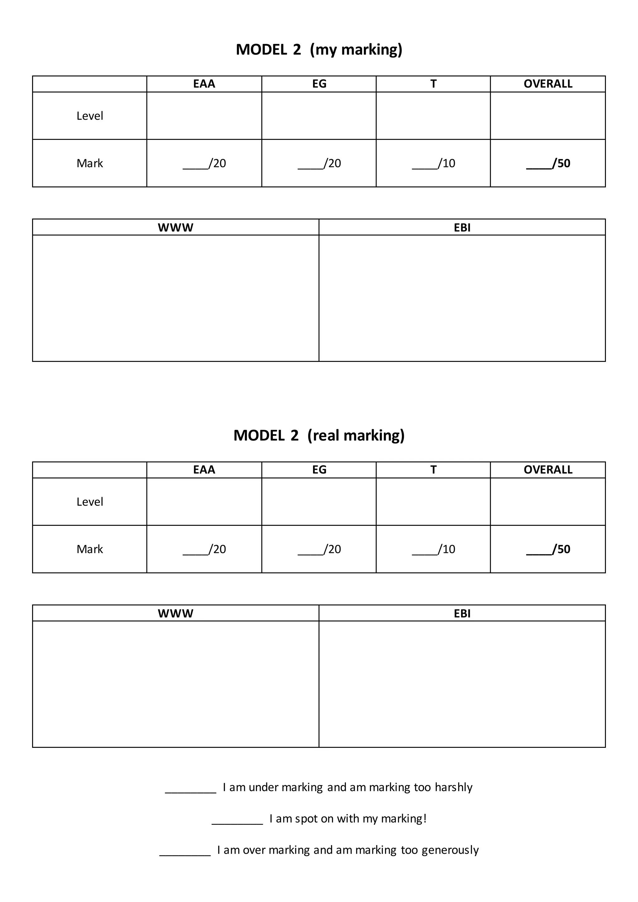 Marking model paper template | DOCX