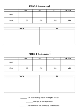 Marking model paper template | DOCX