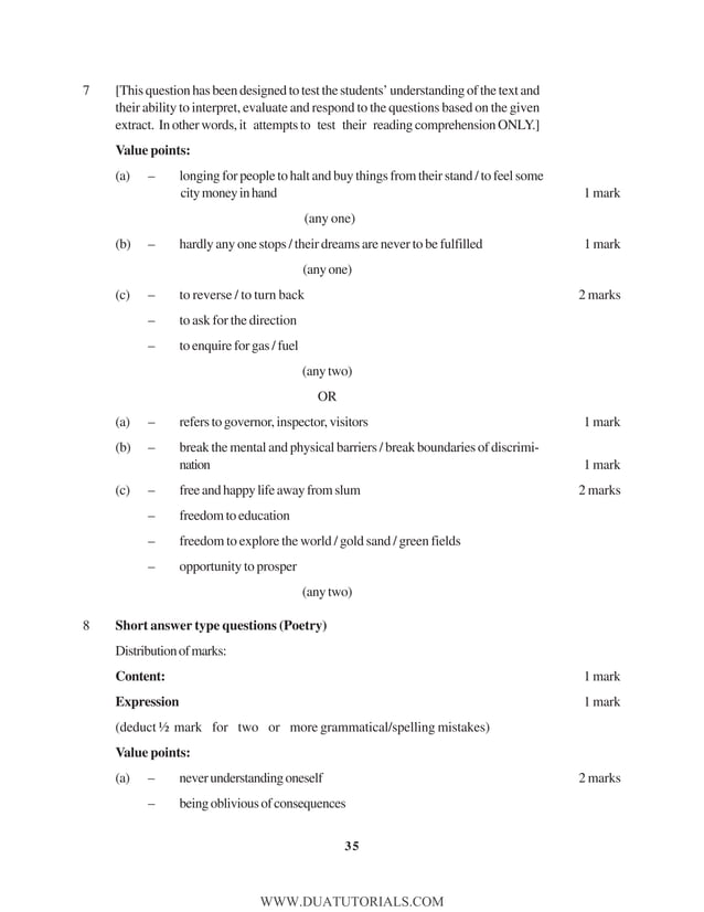 Marking scheme sample paper part 2