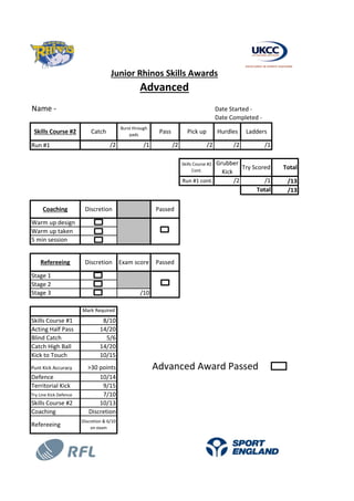 Junior Rhinos Skills Programme - Marking | PDF | Rugby League | Rugby