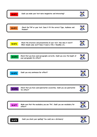 Marking Stickers Writing Targets | DOCX