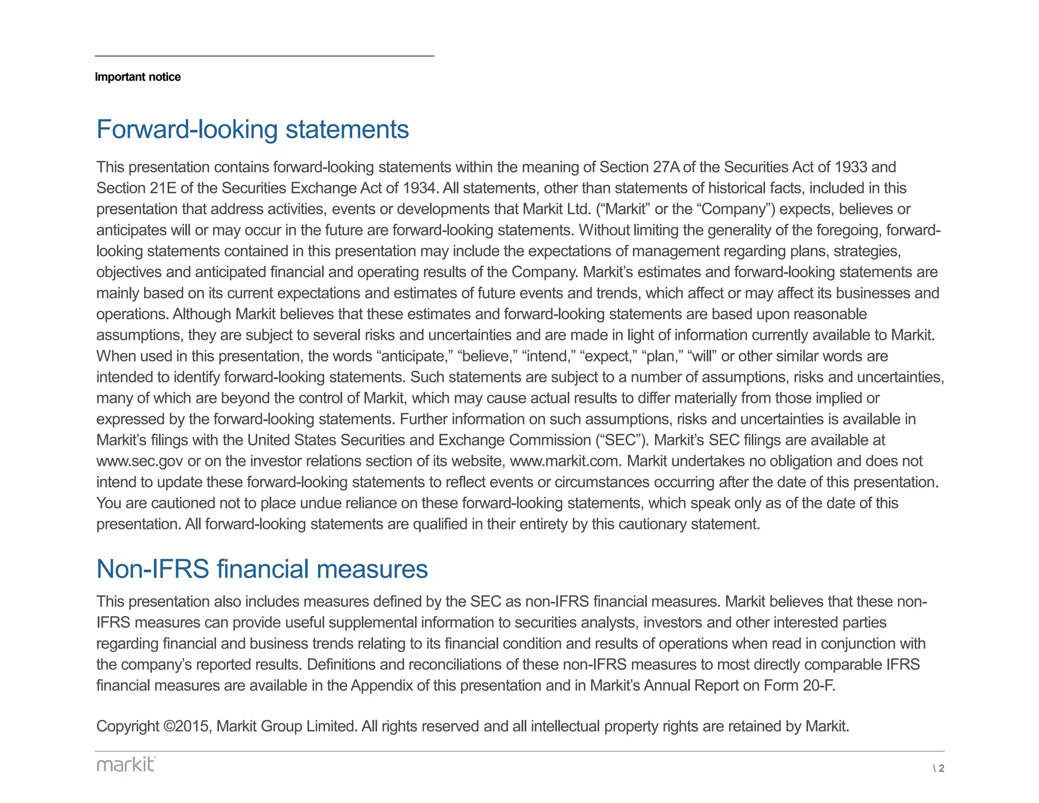 Markit Investor Presentation - September 2015 | PDF | Stocks and Bonds ...