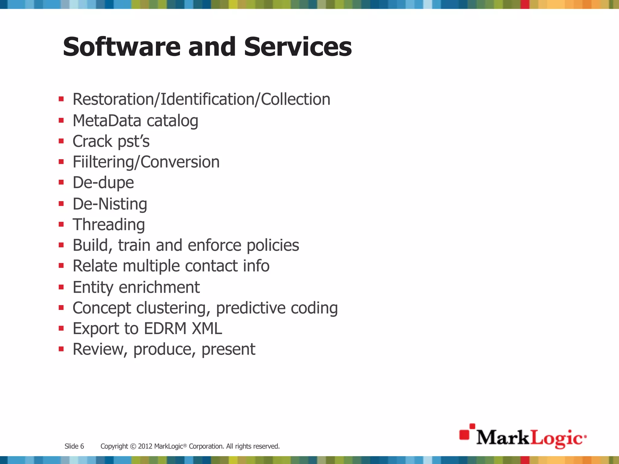 Mark logic ediscovery and governance v1 | PDF