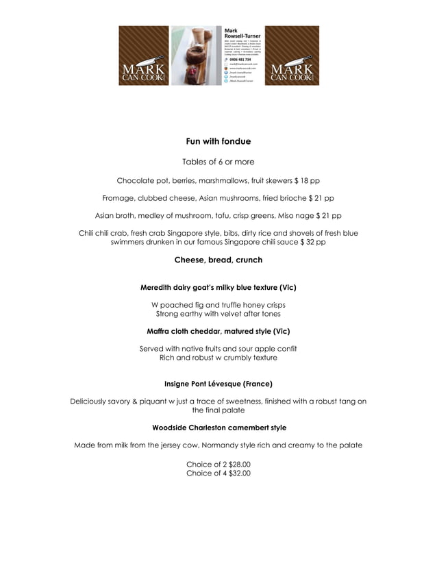 Mark Menus 2012 | PDF