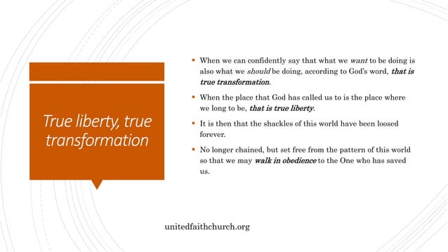 Mark of True Transformation - United Faith Church Articles | PPT