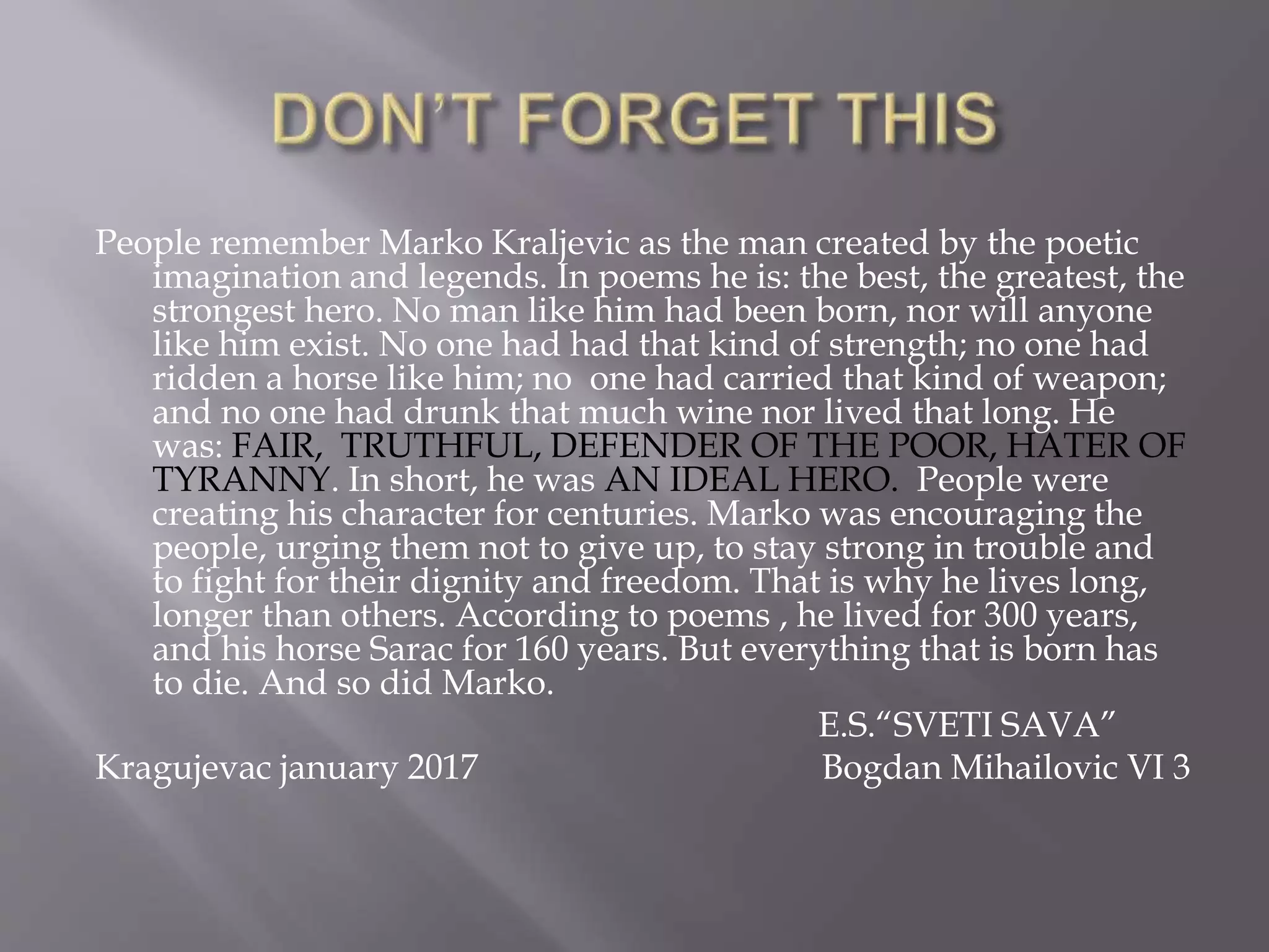 Marko kraljevic english 1 | PPT