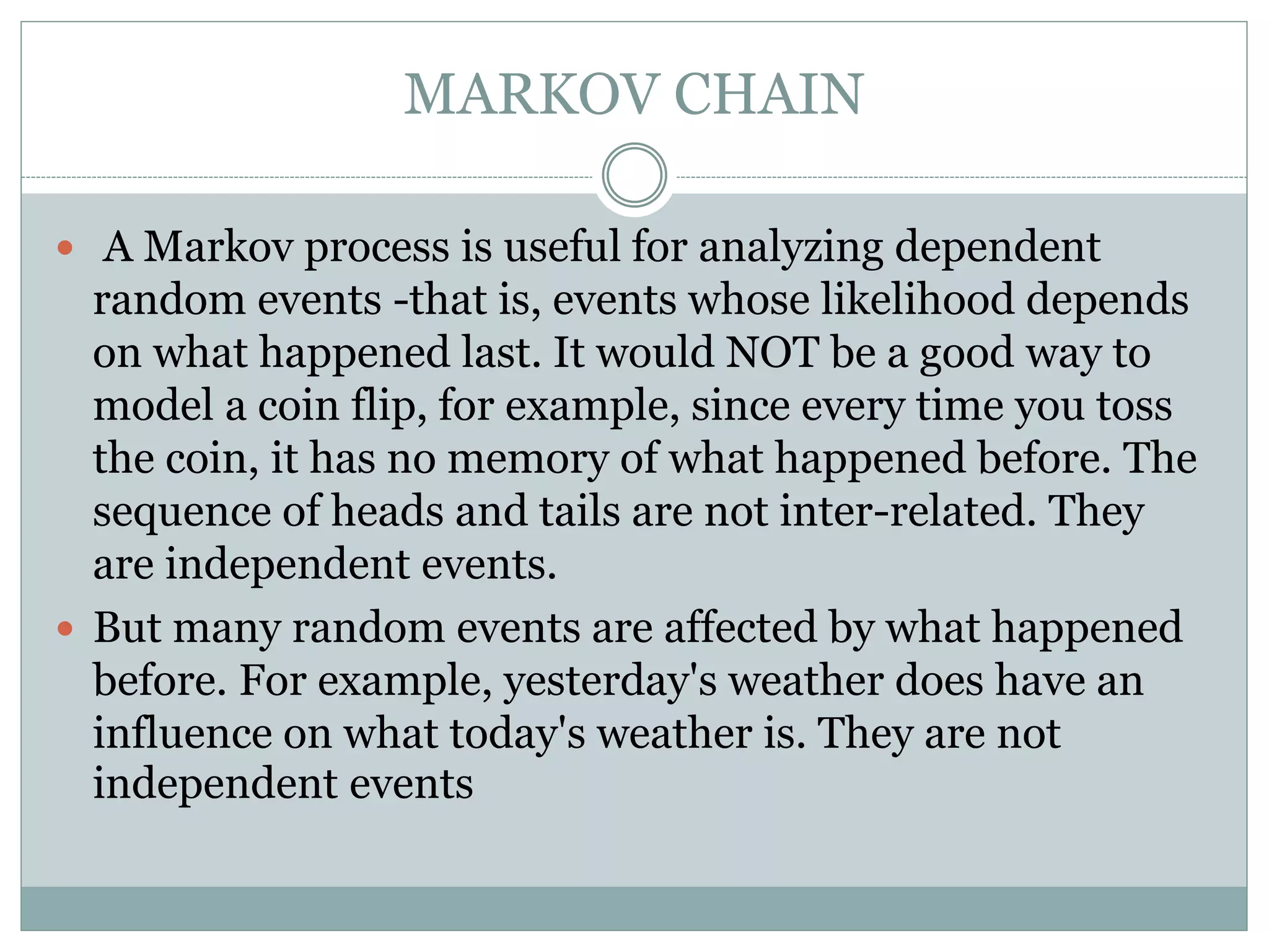 Markov chain analysis | PPTX