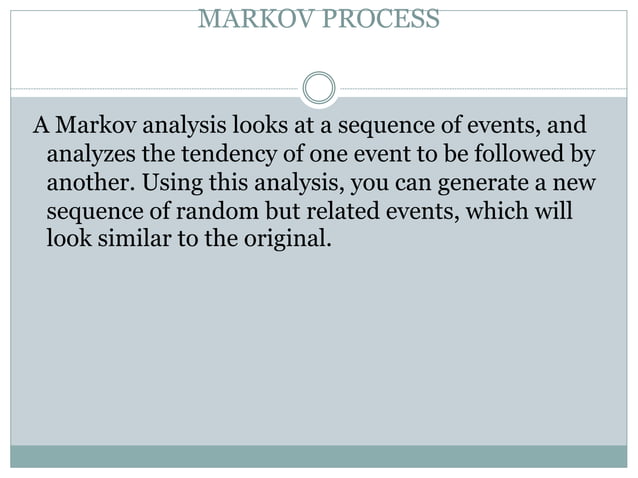 Markov chain analysis | PPTX