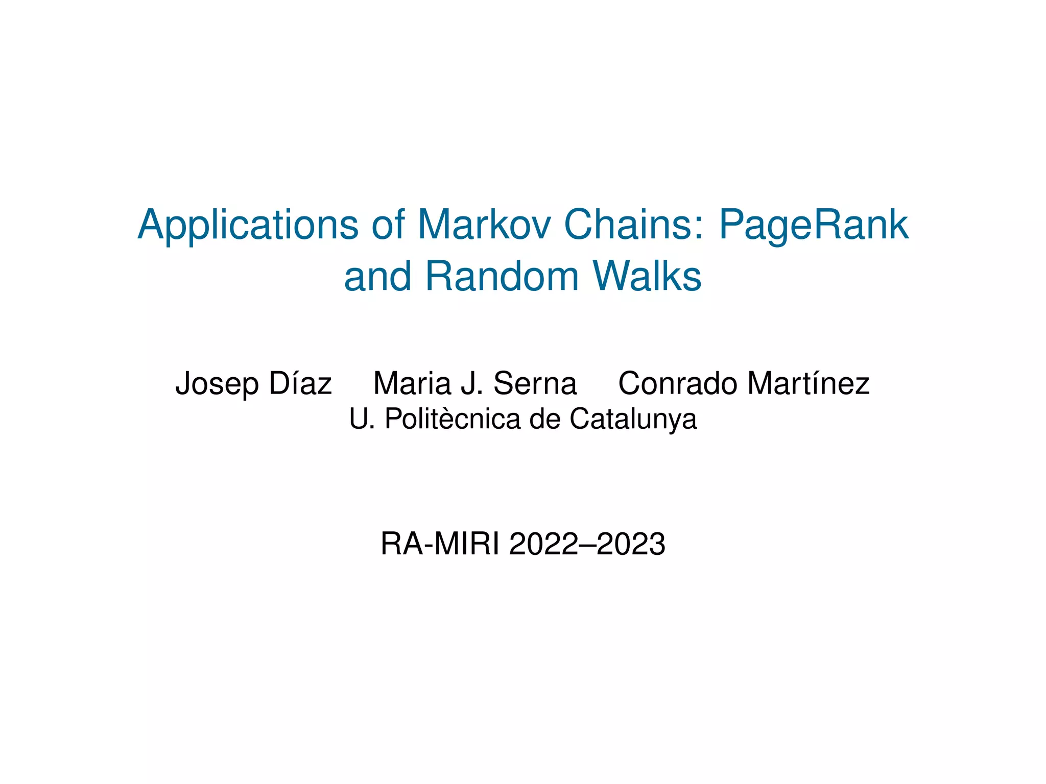Markov chains and page rankGraphs.pdf | Search | Internet