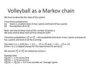Volleyball analytics: Modeling volleyball using Markov chains | PDF