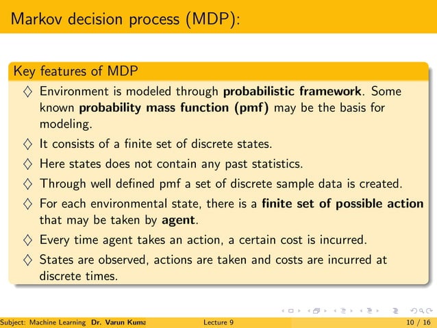 Lecture 9 Markov decision process | PDF