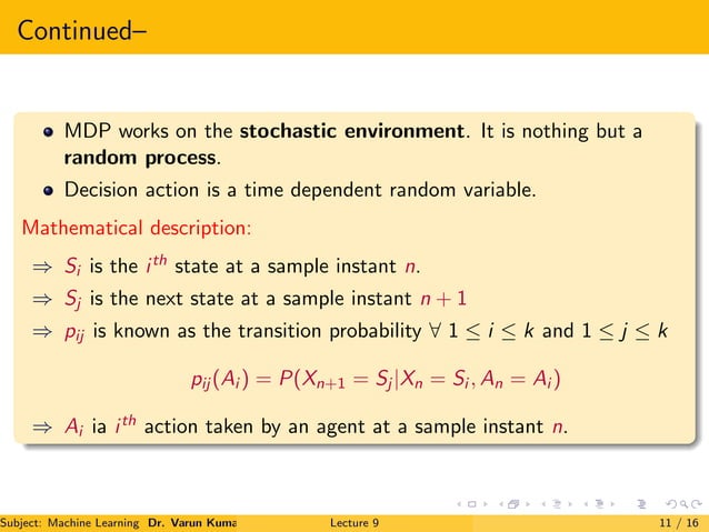 Lecture 9 Markov decision process | PDF