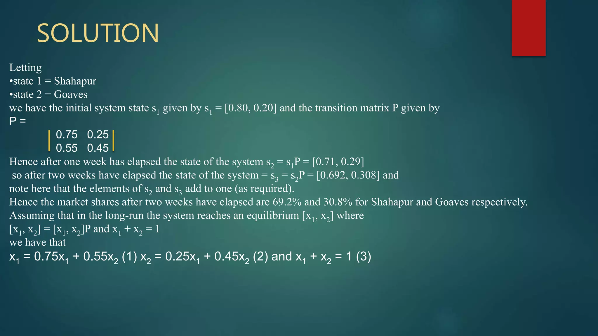 Markov Chain and its Analysis | PPTX