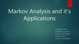 Markov Chain and its Analysis | PPTX