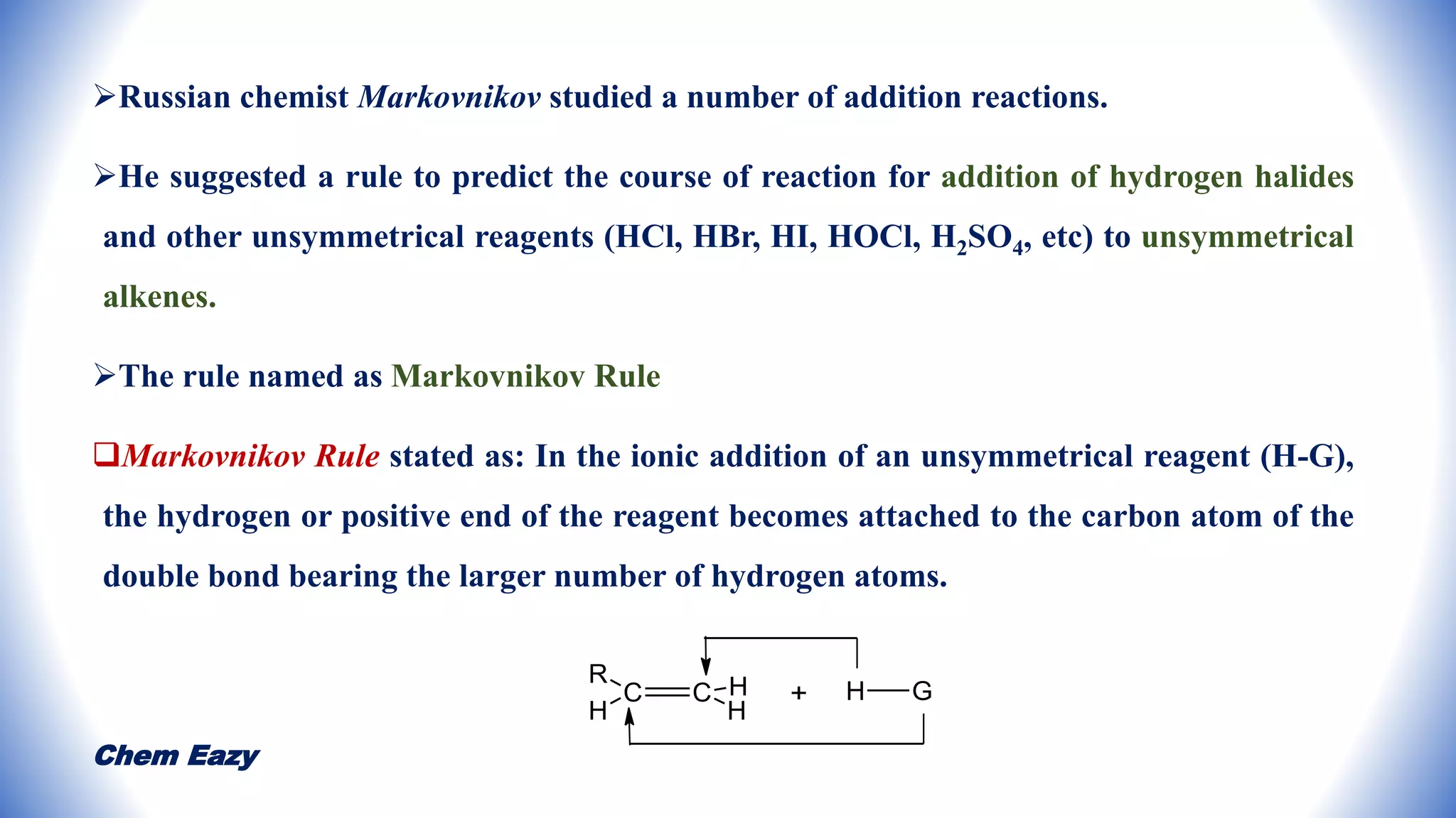 Markovnikov's addition & anti-Markovnikov's addition | PPTX