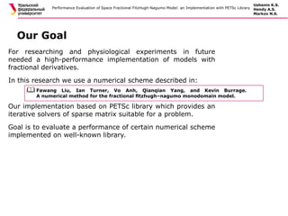 Performance Evaluation of Space Fractional FitzHugh-Nagumo Model: an Implementation with PETSc ...