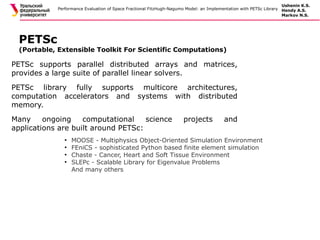 Performance Evaluation of Space Fractional FitzHugh-Nagumo Model: an Implementation with PETSc ...