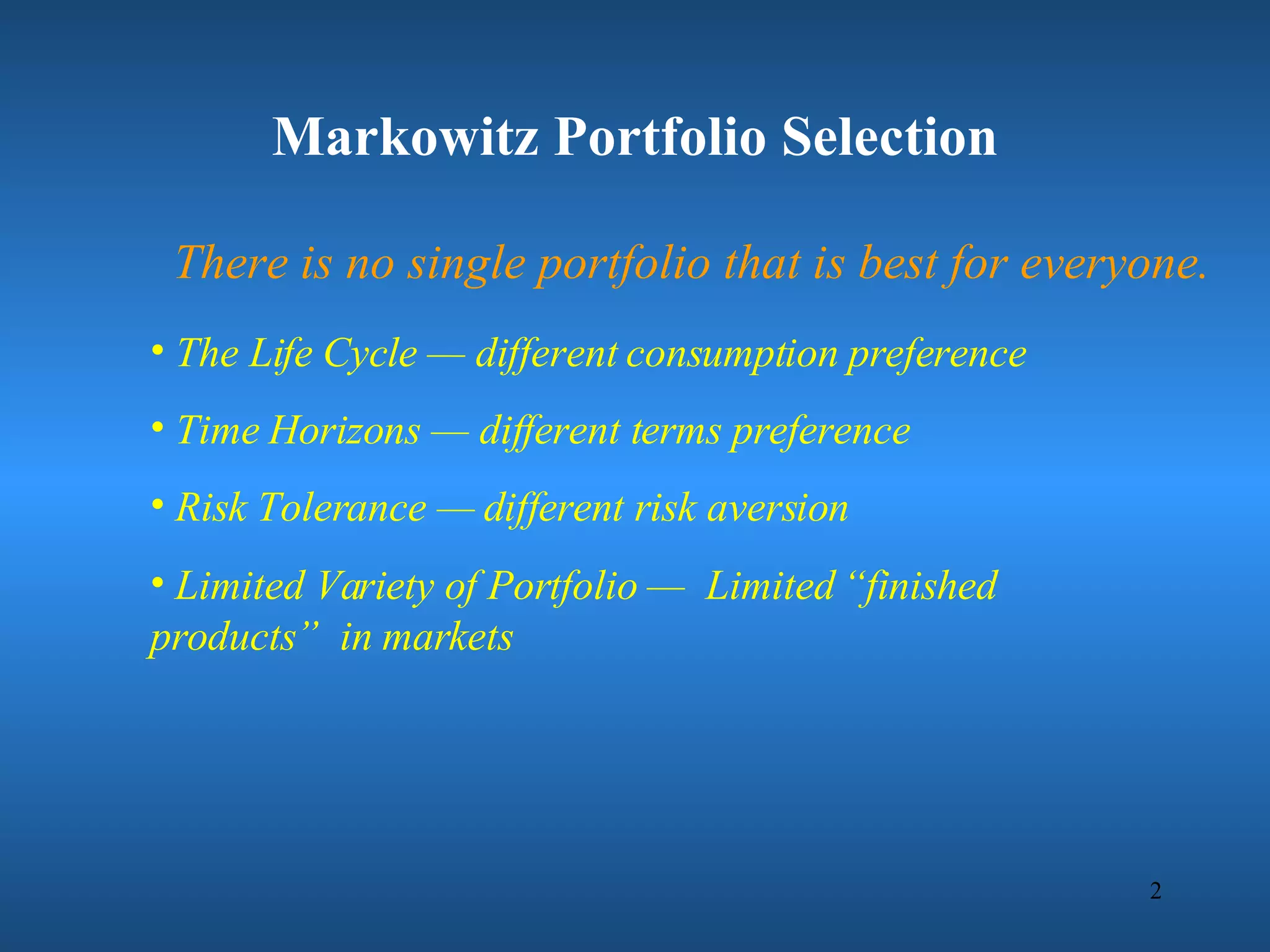Markowitz Portfolio Selection | PPT