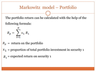 Markowitz - sharpes and CAPM | PPTX