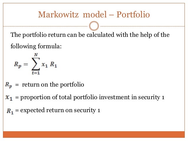 Markowitz - sharpes and CAPM