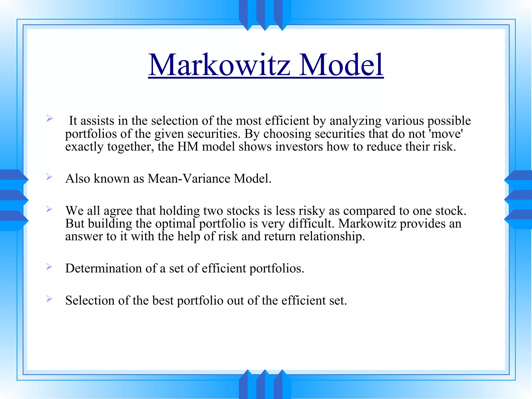 Markowitz model | PPT