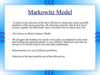 Markowitz model | PPT