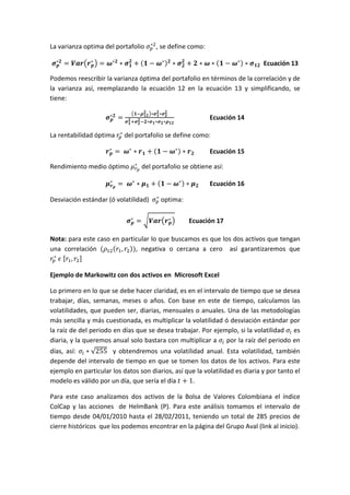 Markowitz para dos activos | PDF