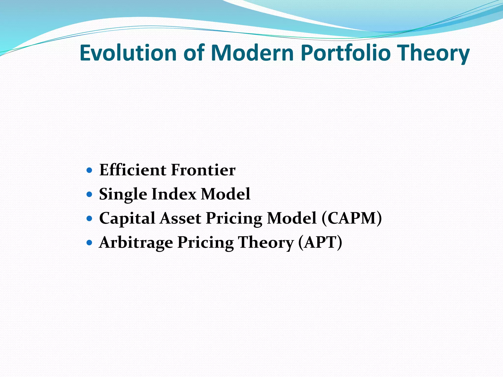 Modern Portfolio Theory | PPTX