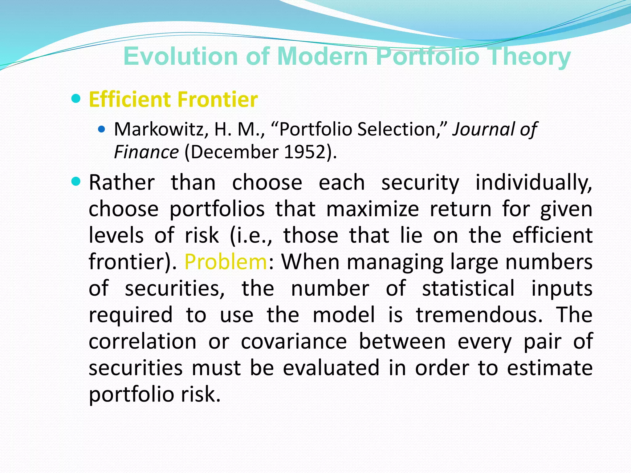 Modern Portfolio Theory | PPTX