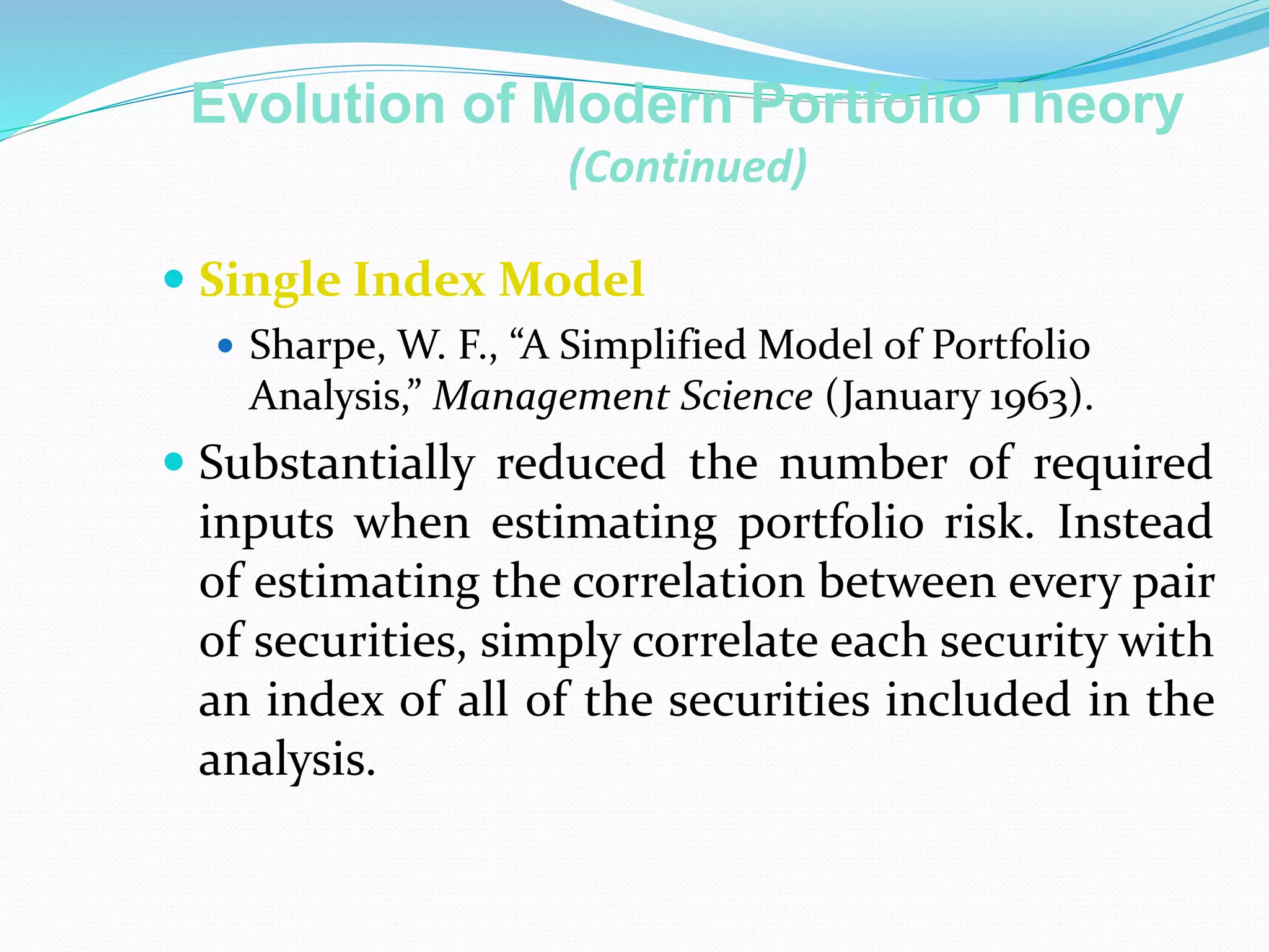 Modern Portfolio Theory | PPTX